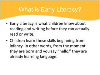 Early Literacy & Story Time | PPTX