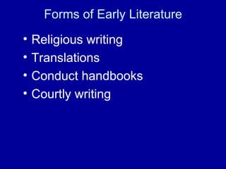 Early literature | PPT
