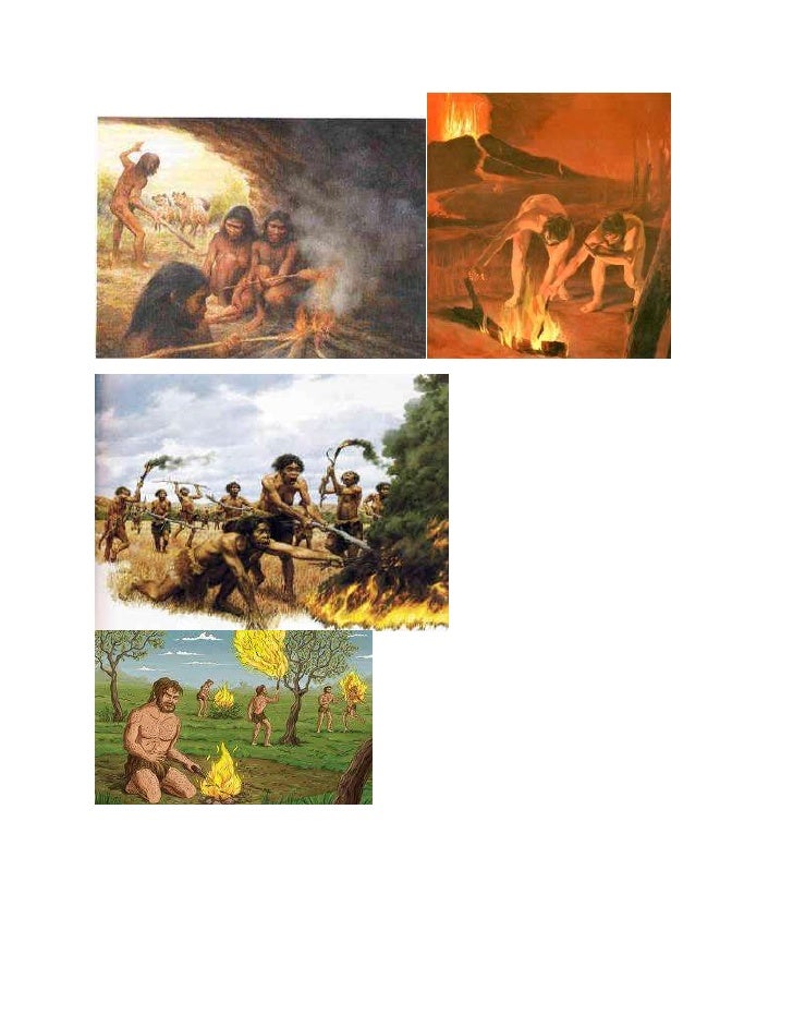 Early man using fire