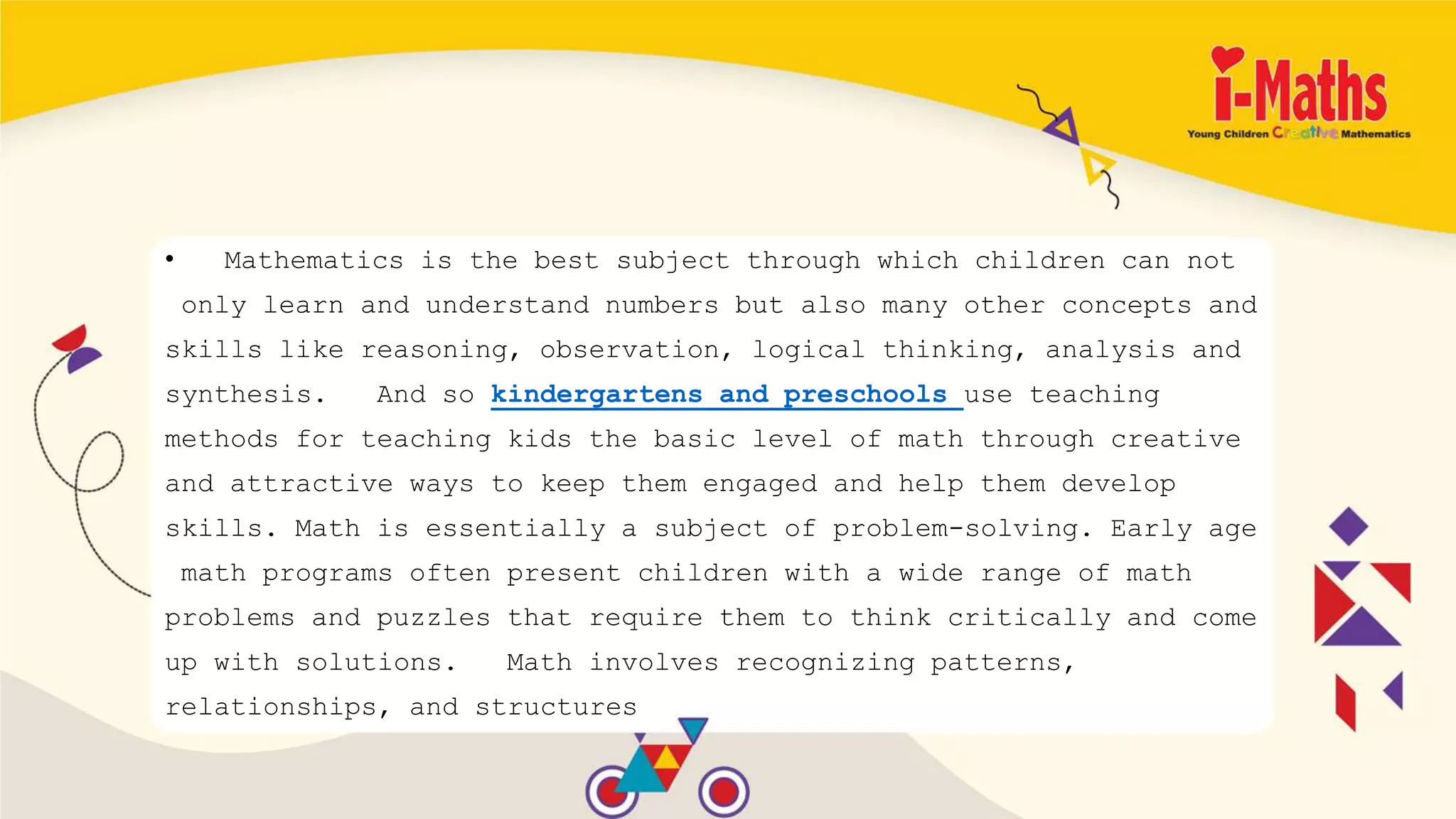 Early Math Excellence Discovering The Benefits O f Kindergarten Math.pptx
