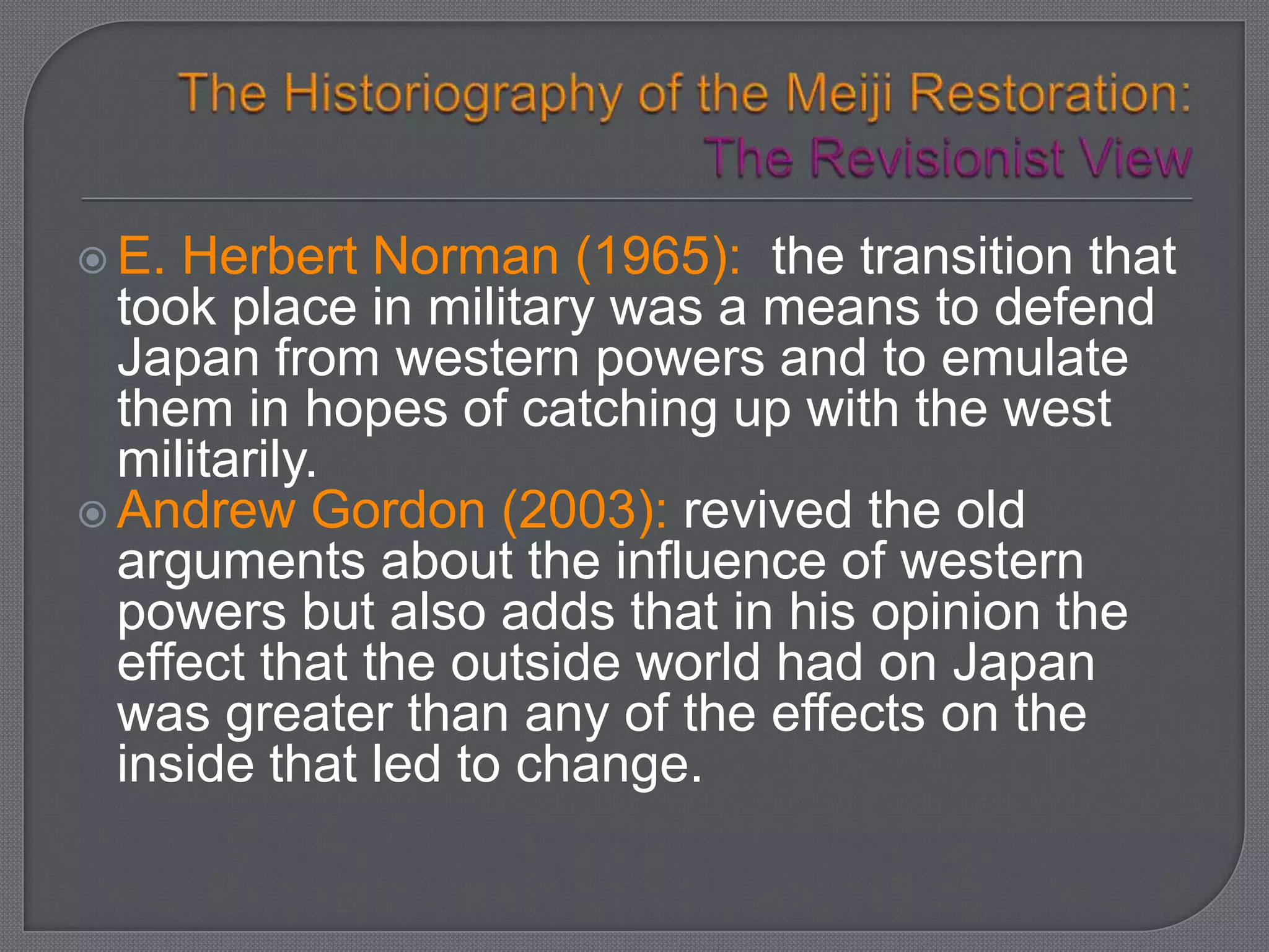 Japan: The Meiji Restoration overview | PPTX