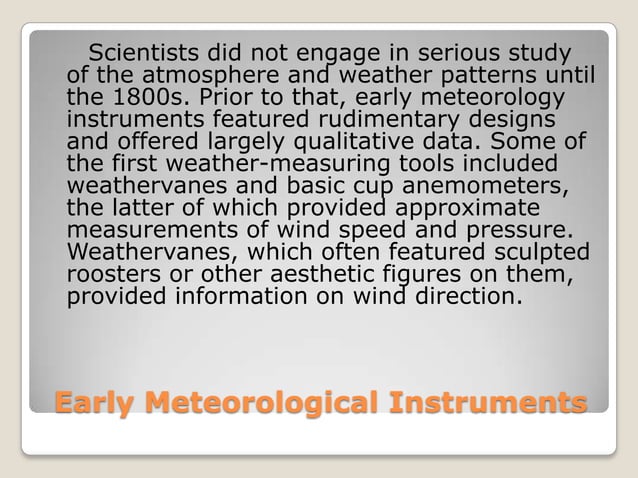 Early meteorological instruments by belfort instrument company | PPTX