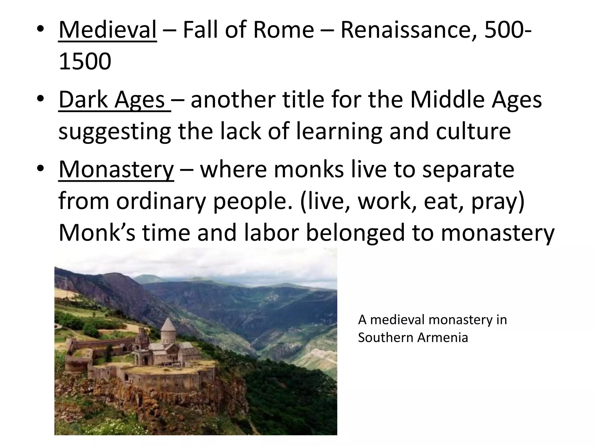 Early Middle Ages Vocab | PPT