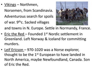 Early Middle Ages Vocab | PPT