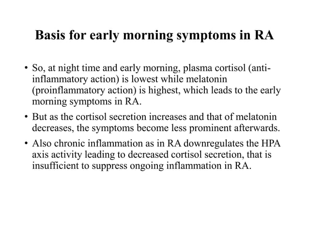 Basis For Early Morning Stiffness In Rheumatoid Arthritis