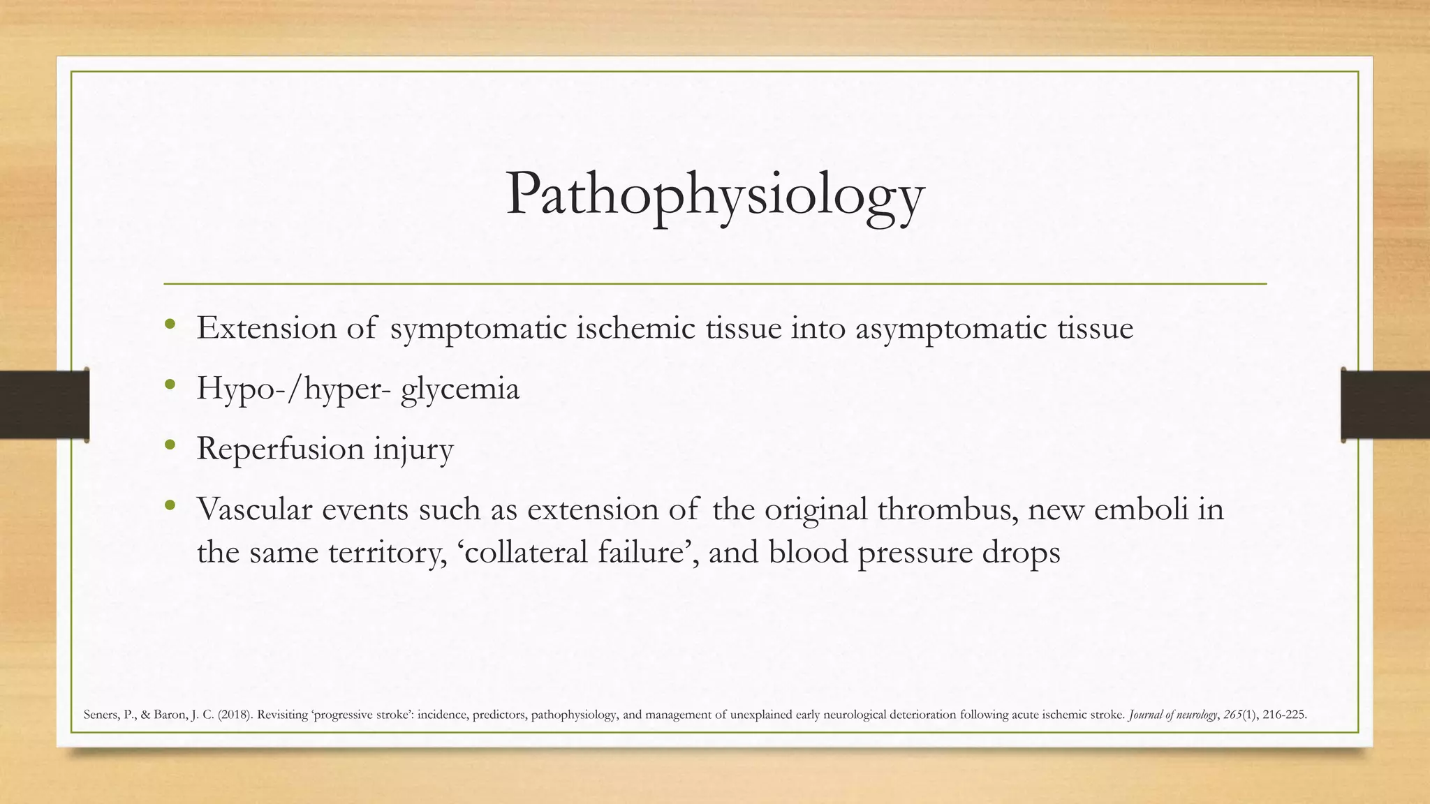 Early Neurological Deterioration Following Acute Ischaemic Stroke | PPTX