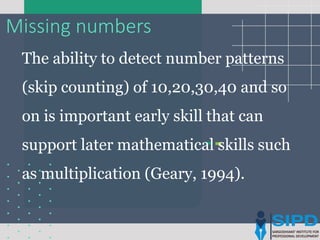 Early numeracy: content and pedagogies that work | PPTX