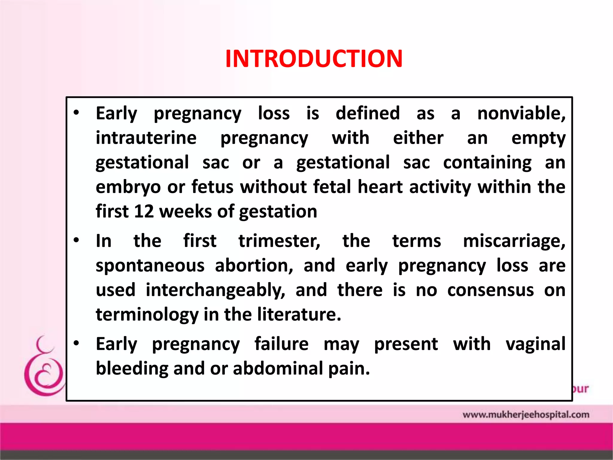 Early pregnancy loss by dr alka mukherjee dr apurva mukherjee nagpur ms ...