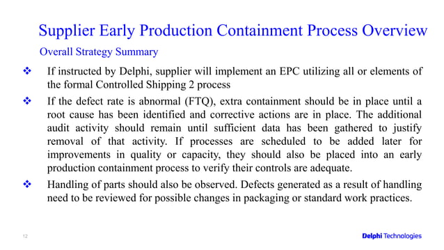 Early Production Containment Training.pptx | Manufacturing Industry ...