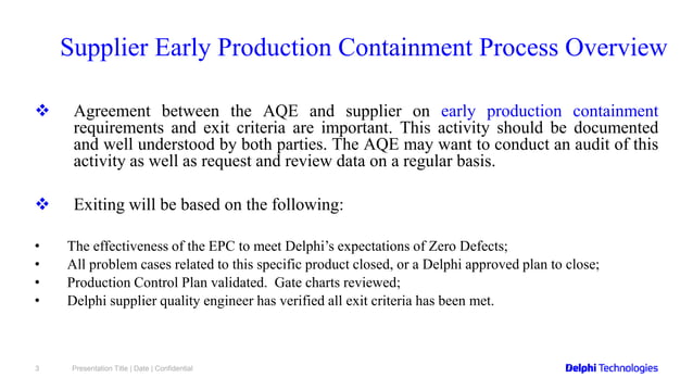 Early Production Containment Training.pptx | Manufacturing Industry ...