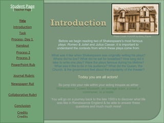 Shakespeare Webquest | PPT