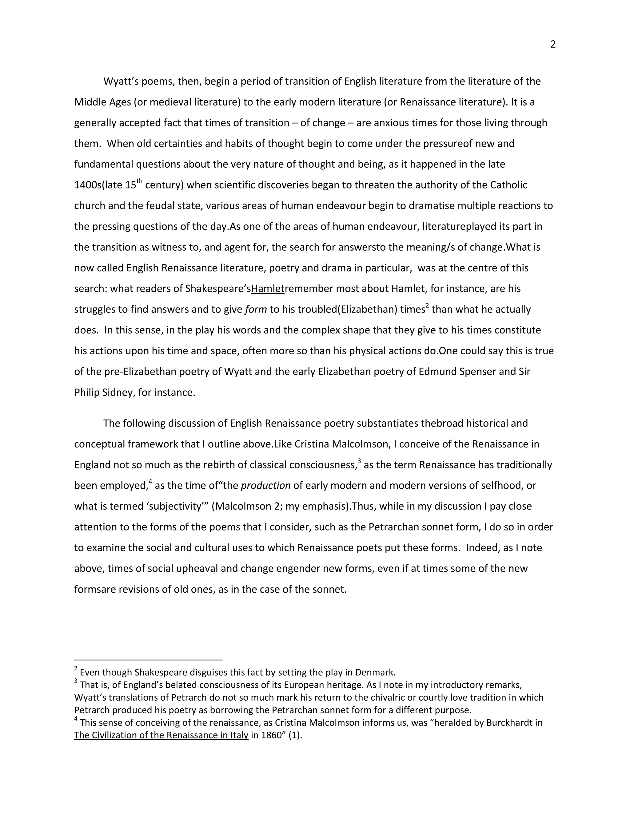 Early renaissance poetry notes | DOCX