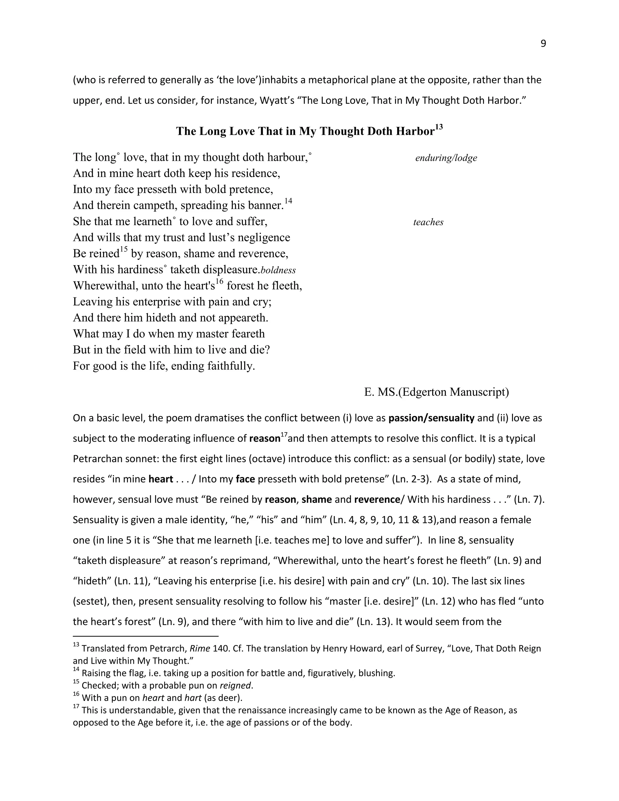 Early renaissance poetry notes | DOCX