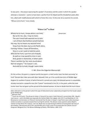 Early renaissance poetry notes | PDF