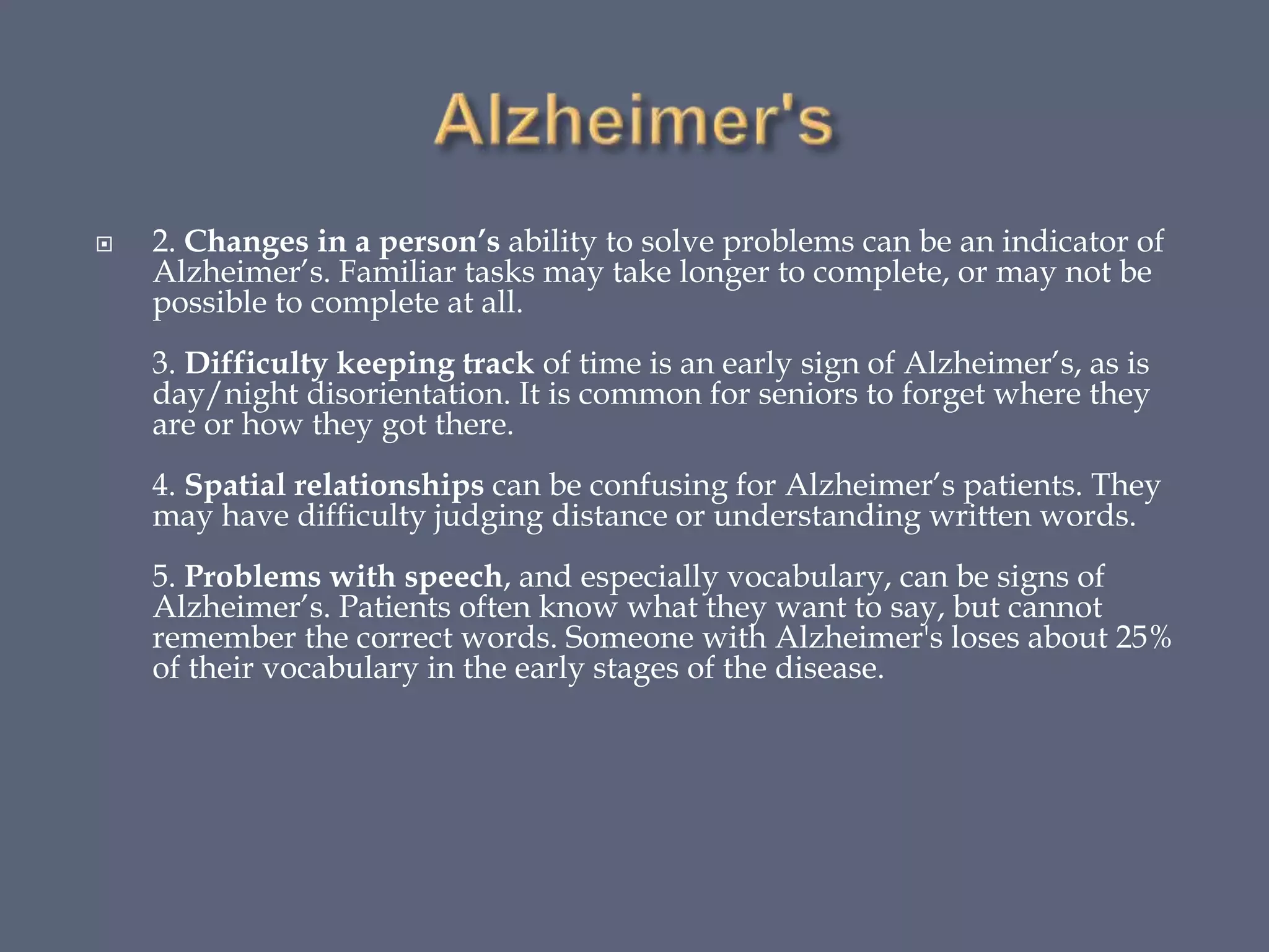 Early Signs of Alzheimer's | PPT