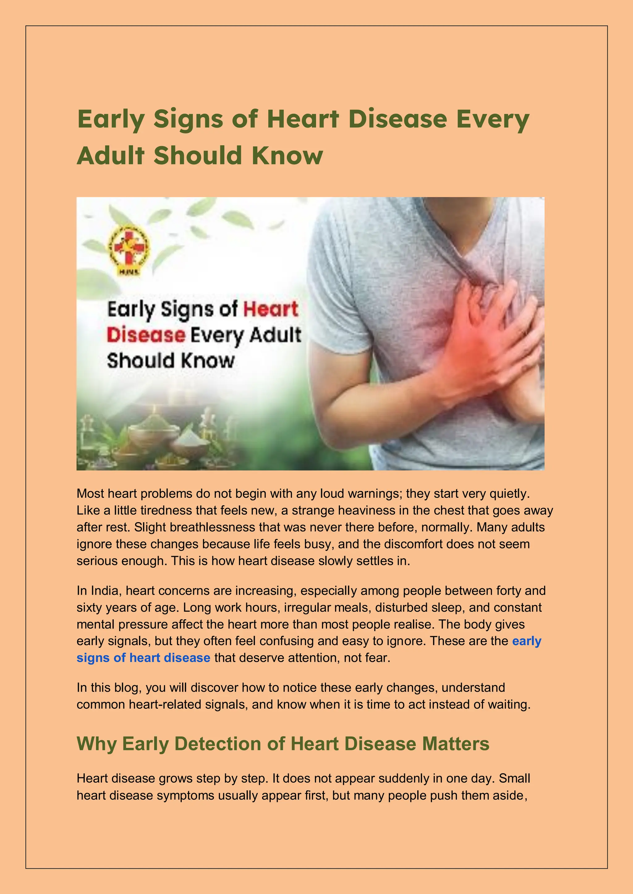 Early Signs of Heart Disease: Symptoms & Warning Signals | PDF