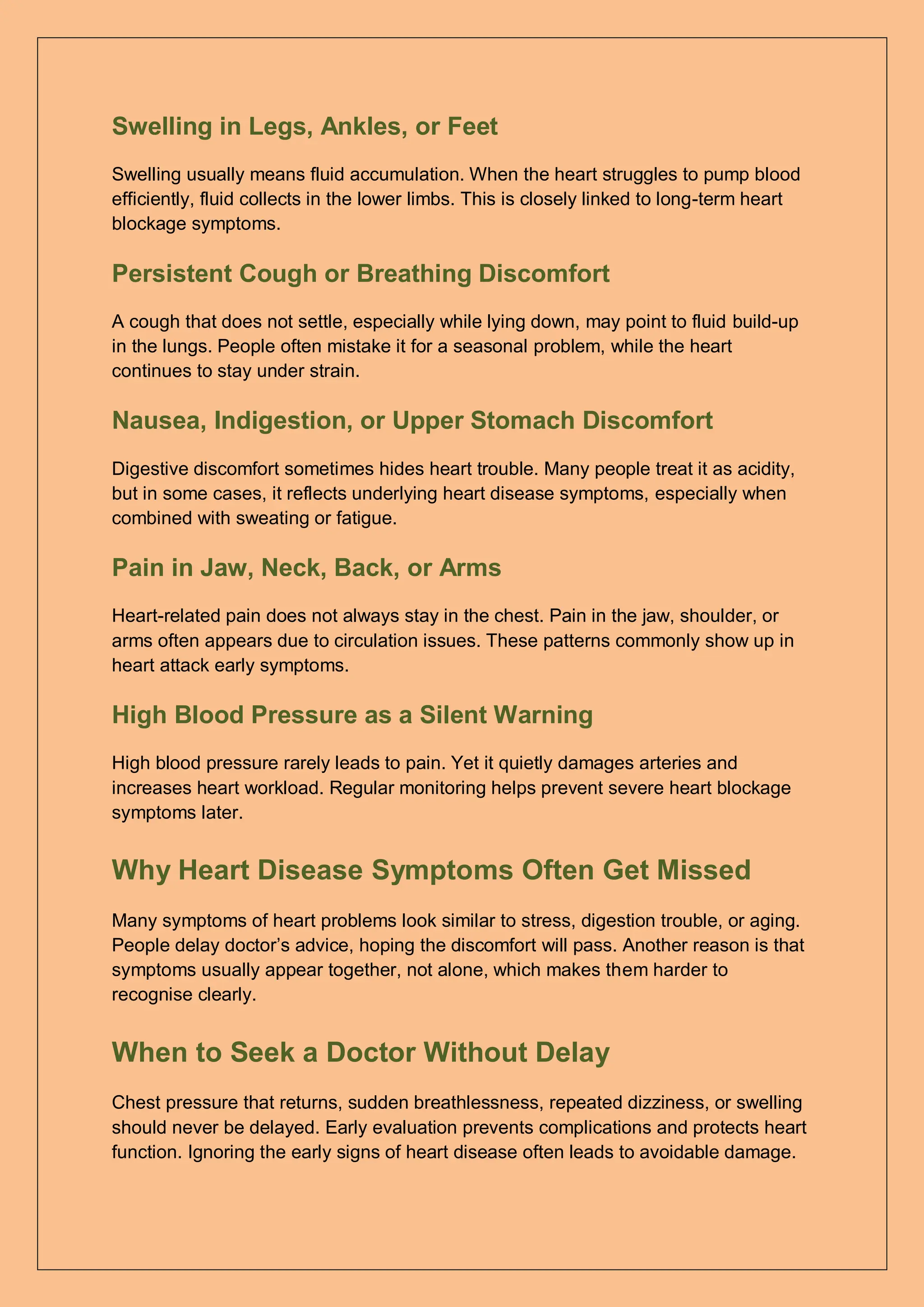 Early Signs of Heart Disease: Symptoms & Warning Signals | PDF