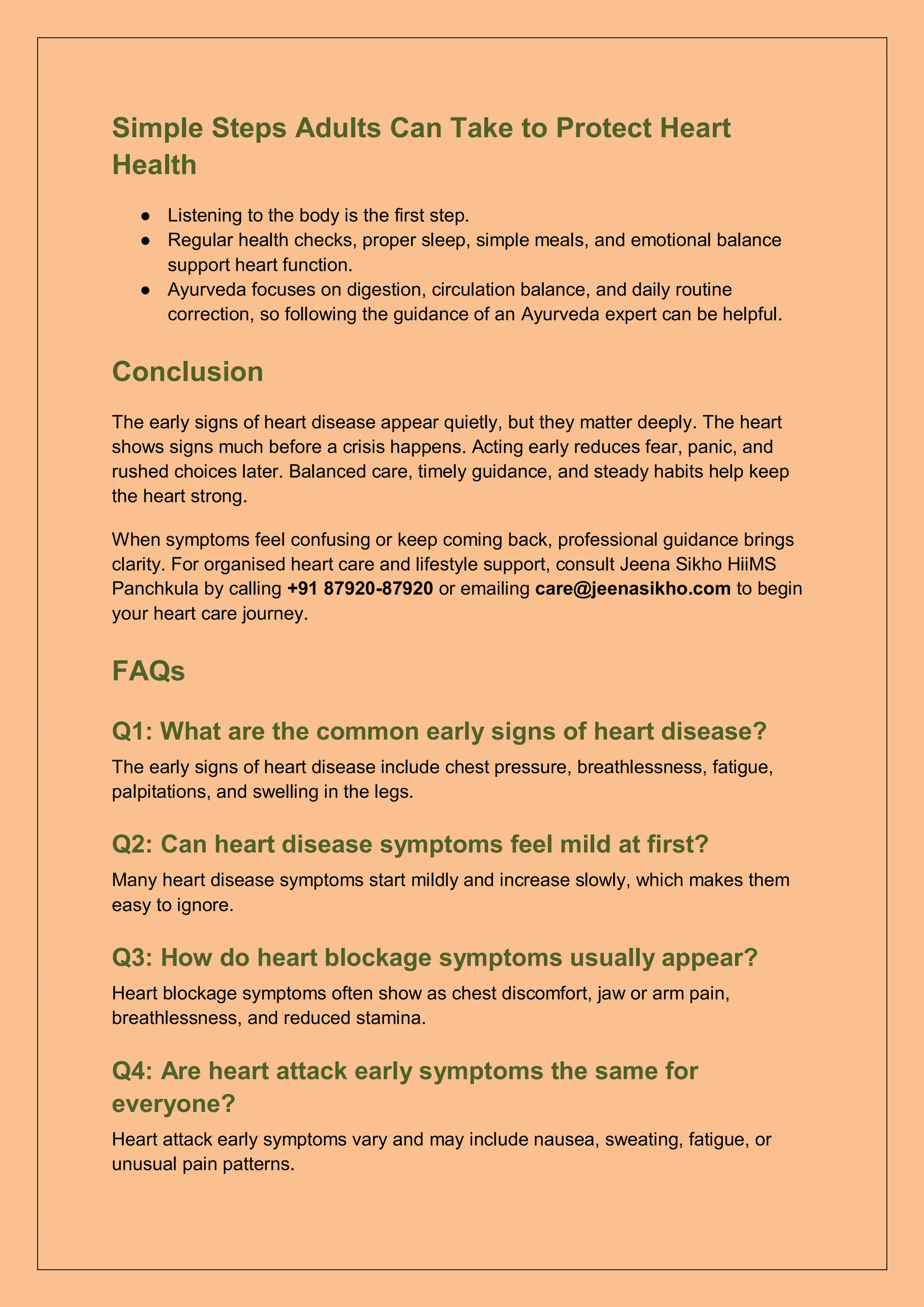 Early Signs of Heart Disease: Symptoms & Warning Signals | PDF