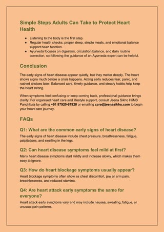 Early Signs of Heart Disease: Symptoms & Warning Signals | PDF