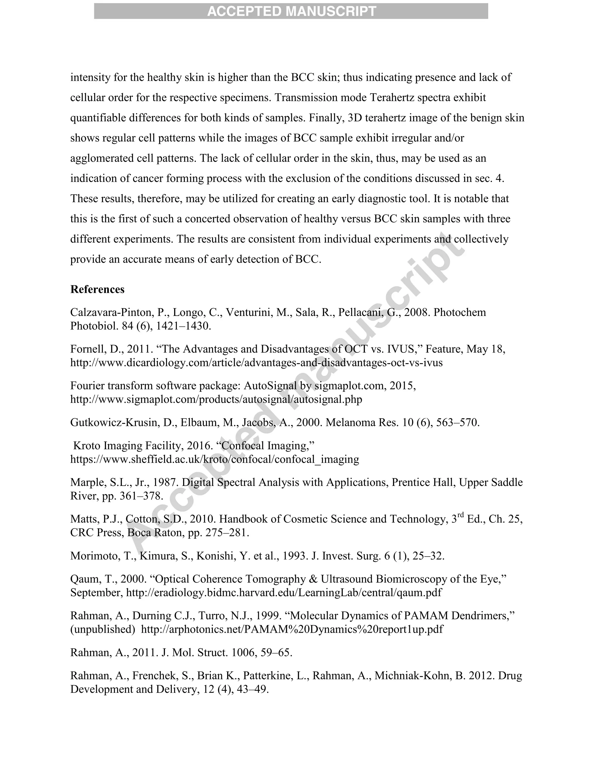 Early stage detection of skin cancer via terahertz spectral profiling and 3D imaging | PDF