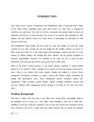 Early stage career planning and Stress Management | DOCX
