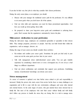 Early stage career planning and Stress Management | DOCX | Career ...