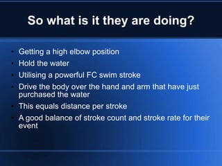 Early vertical forearm and swolf technique | PPT
