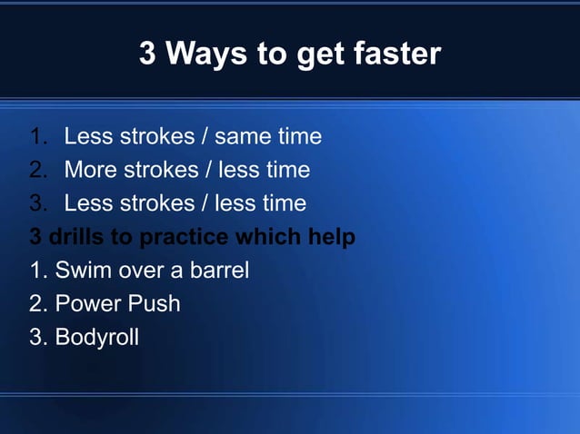 Early vertical forearm and swolf technique | PPT