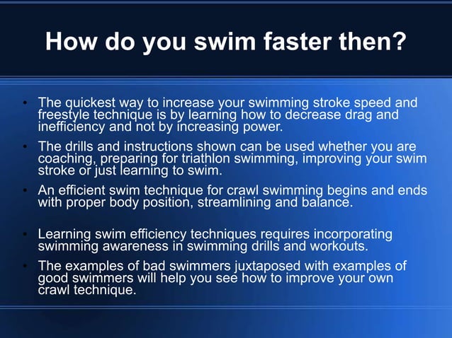 Early vertical forearm and swolf technique | PPT