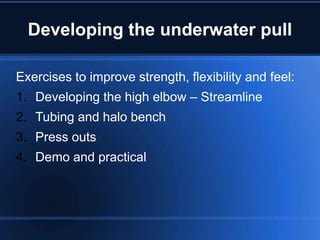 Early vertical forearm and swolf technique | PPT