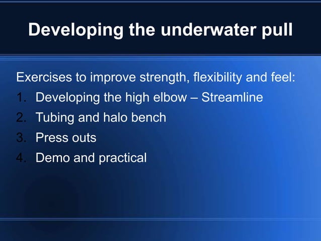 Early vertical forearm and swolf technique | PPT