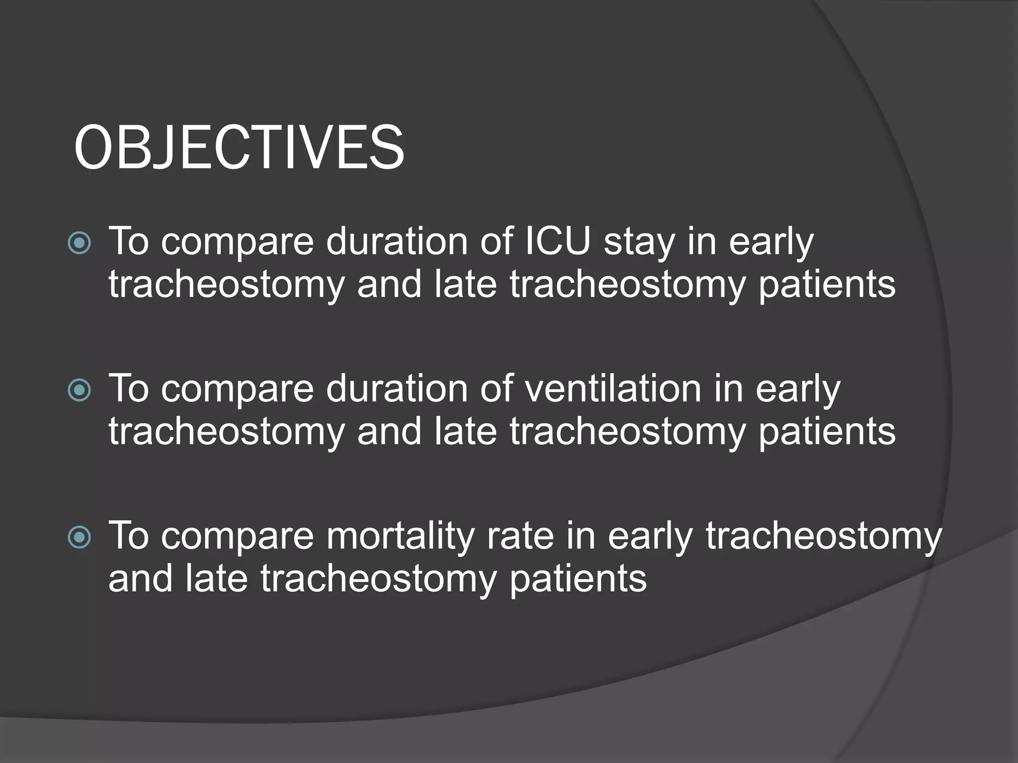 EARLY VERSUS LATE TRACHEOSTOMY IN NEUROSURGERY ICU | PPTX