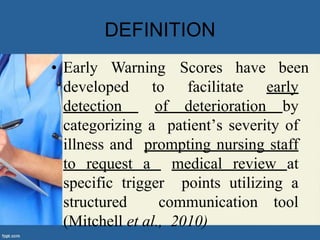 Early warning scores in hospital for nurse | PPTX