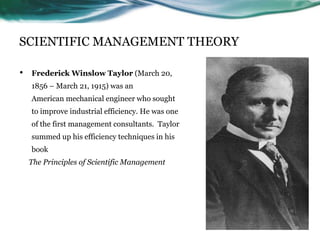 Early writing in management & Scientific Management Theory | PPTX