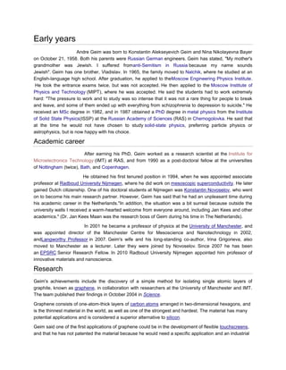 Early years of andre geim | DOCX