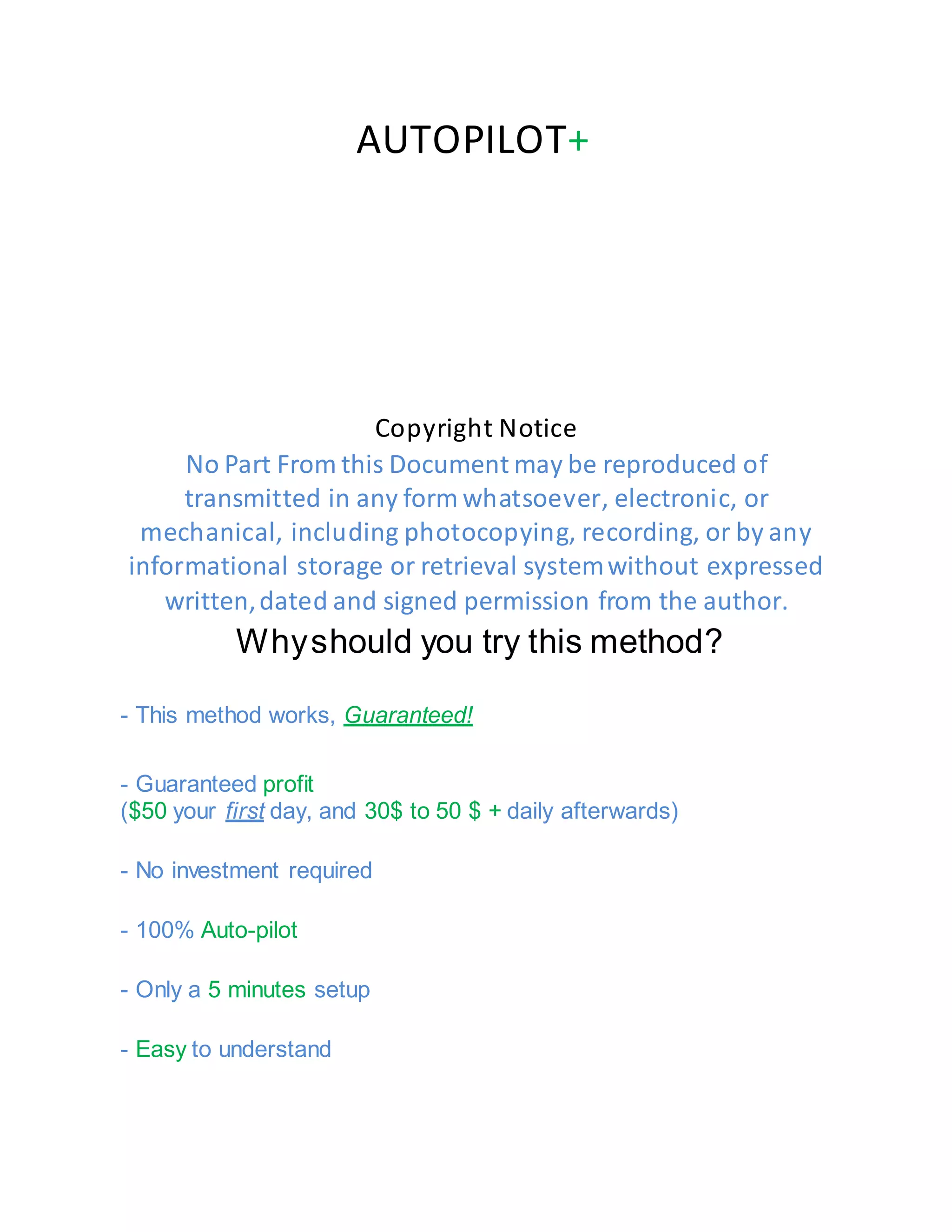 Earn 50$ a Day! [Bitcoin] [AutoPilot+] | DOCX | Internet | Computing
