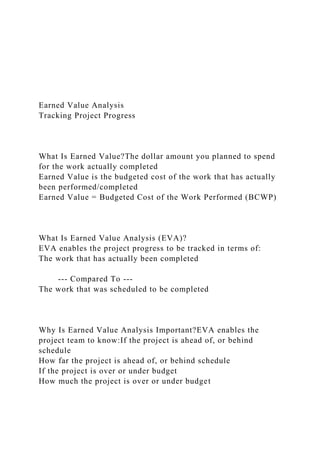 Earned Value Analysis Guide | PDF