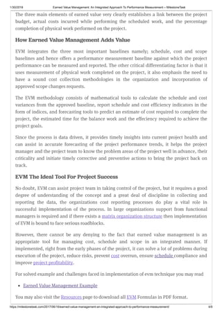 Earned Value Management An Integrated Approach To Performance Measurement | PDF
