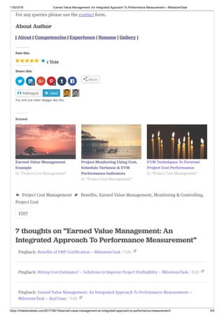 Earned Value Management An Integrated Approach To Performance Measurement | PDF