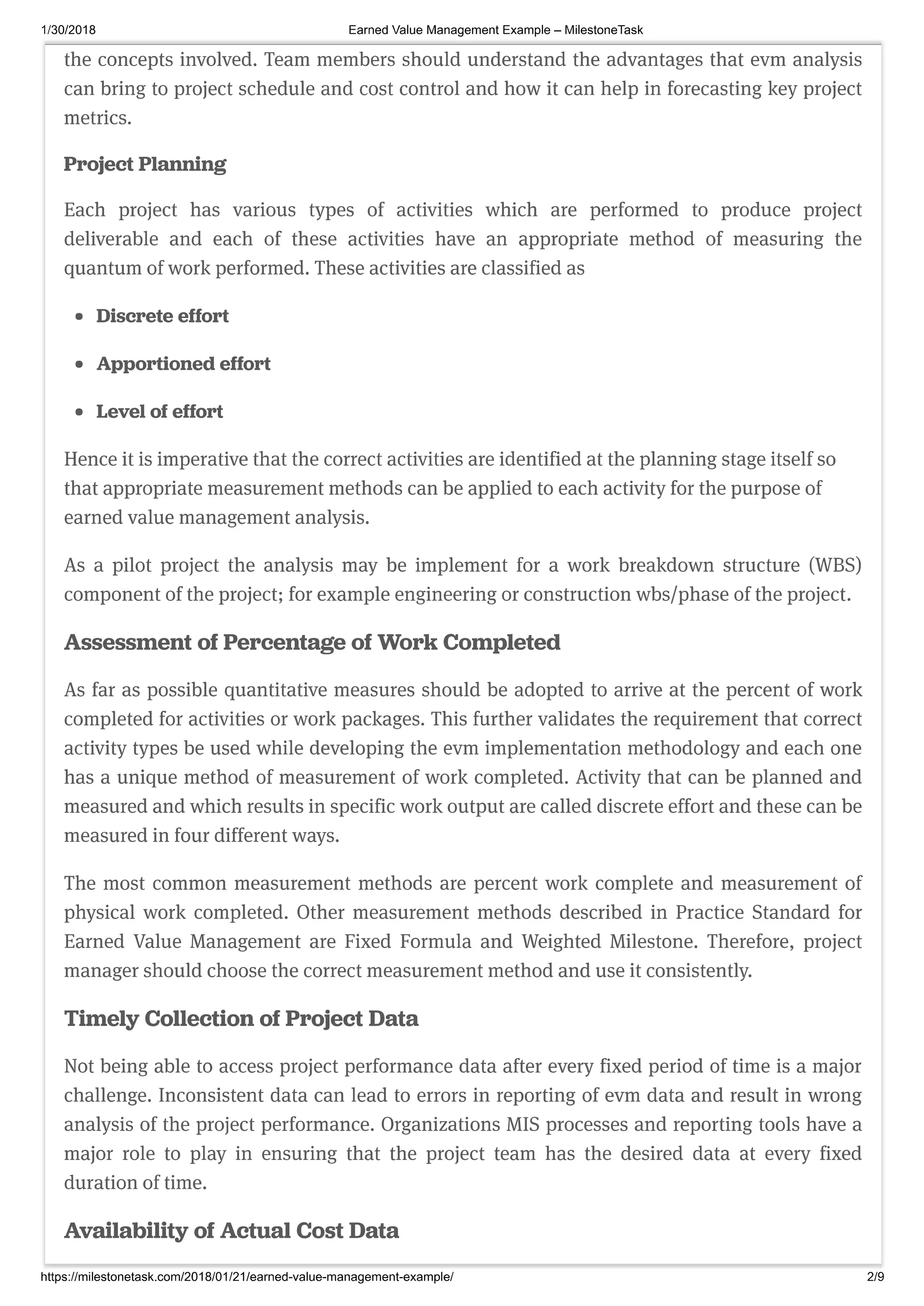 Earned Value Management Example Article by Atul Gaur PMP | PDF
