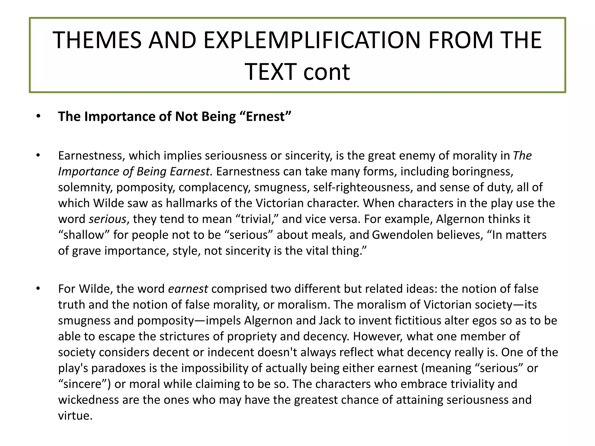 The importance of being earnest | PPTX