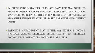 Earning Management- FINANCIAL DISTRESS- FINANCIAL ACCOUNTING AND ...