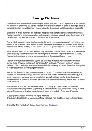 Earnings Disclaimer | PDF