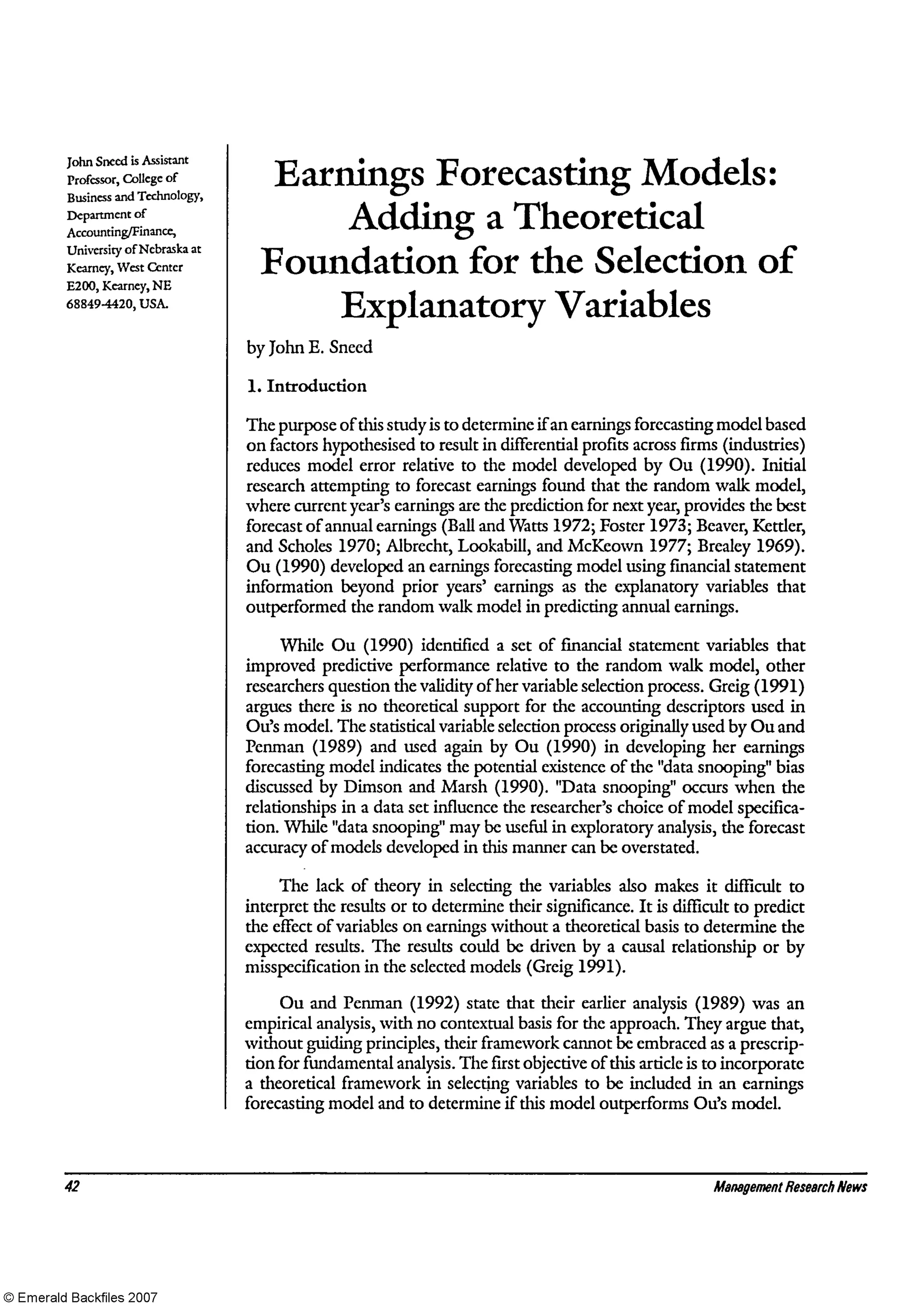 Earnings forecasting | PDF