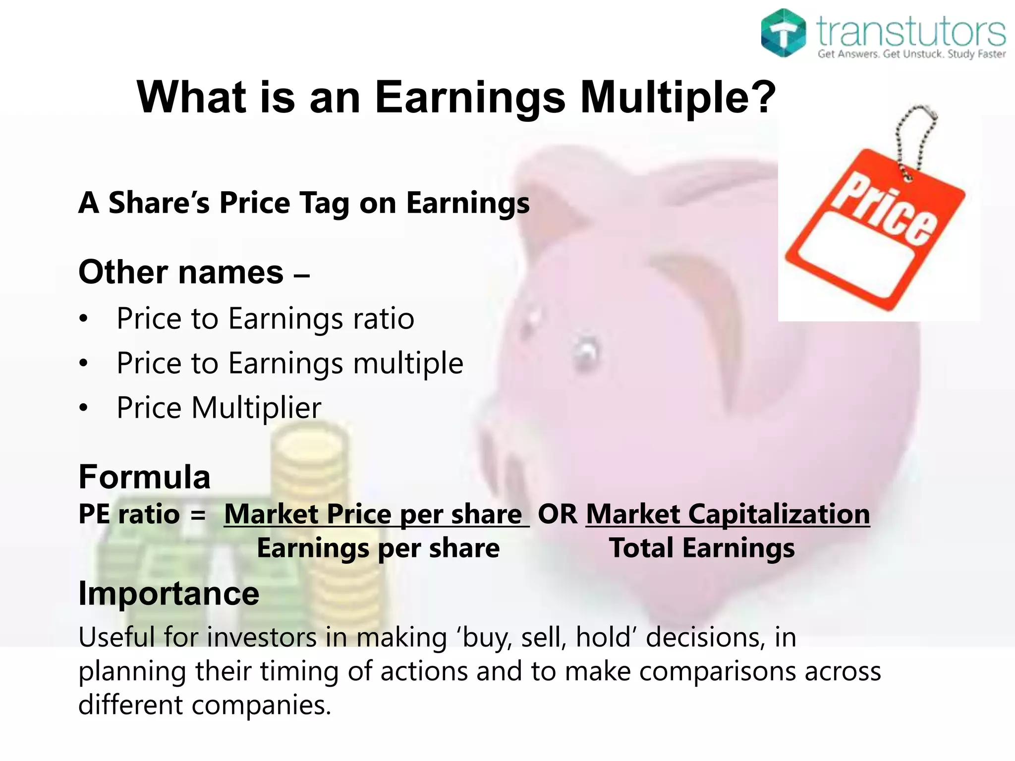 Earnings Multiplier Model | Finance | PPTX