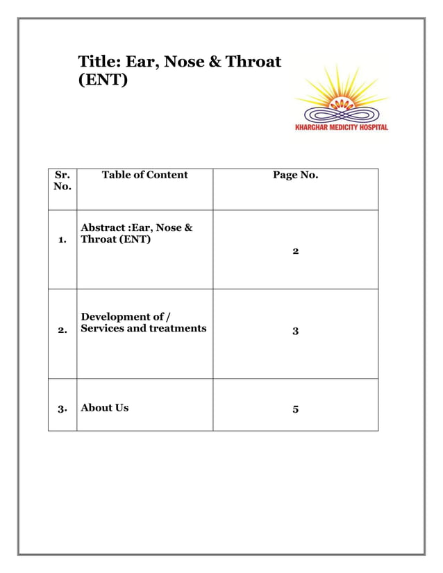 Ear, nose & throat (ENT) | PDF | Ear, Nose and Throat Conditions ...