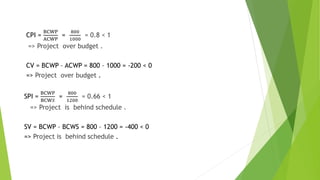 Earnvalue analysis in Software engineering | PPTX