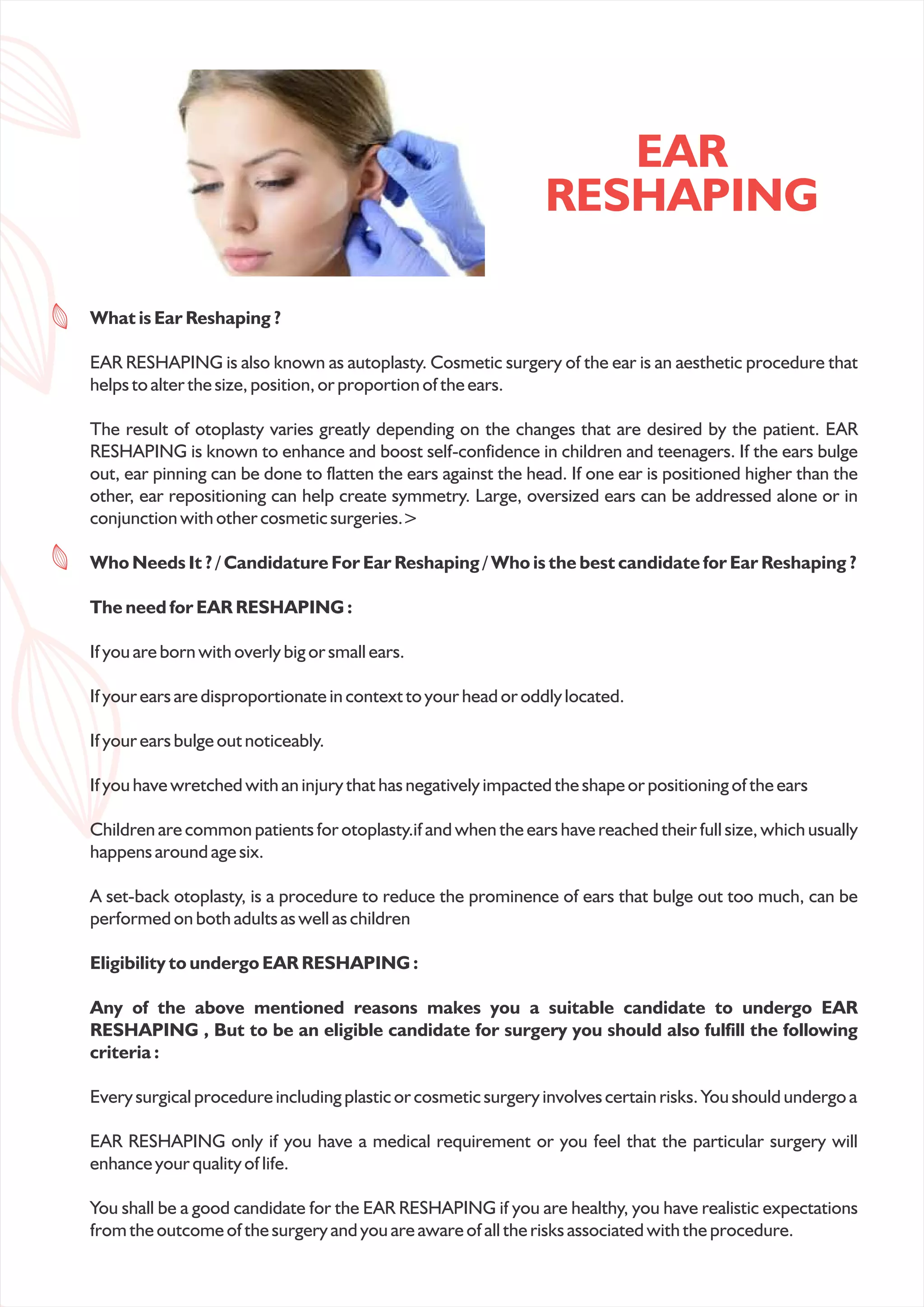 Ear Reshaping Surgery ( Otoplasty ) - What it is, Benefits, Procedure ...