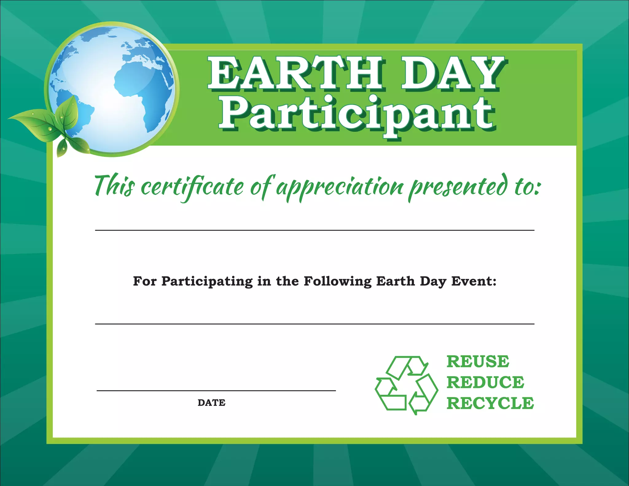 Earth Day Certificate Downloads | PDF