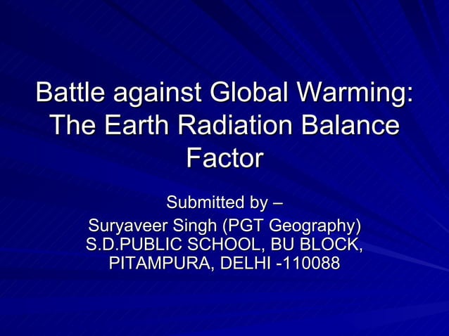 Earth Radiation Balance Project | PPT | Science
